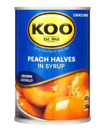 Koo Peach Halves in Syrup 410g – Kalahari Moon